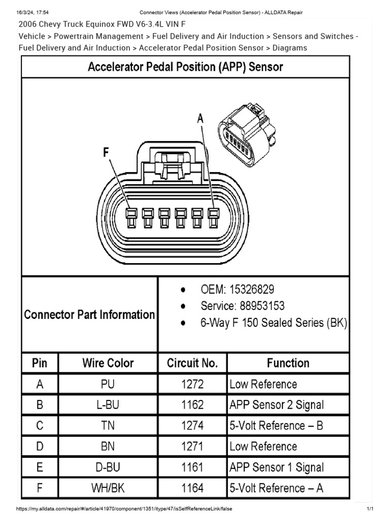 Connector Views Accelerator Pedal Position Sensor Pdf