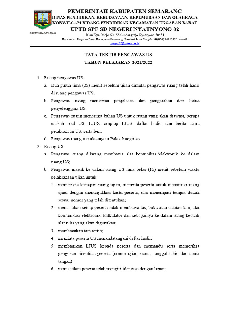 Tata Tertib Pengawas Us | PDF