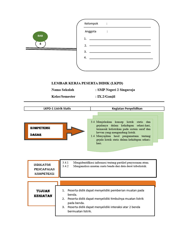 LKPD - Interaksi Antara Muatan Listrik | PDF