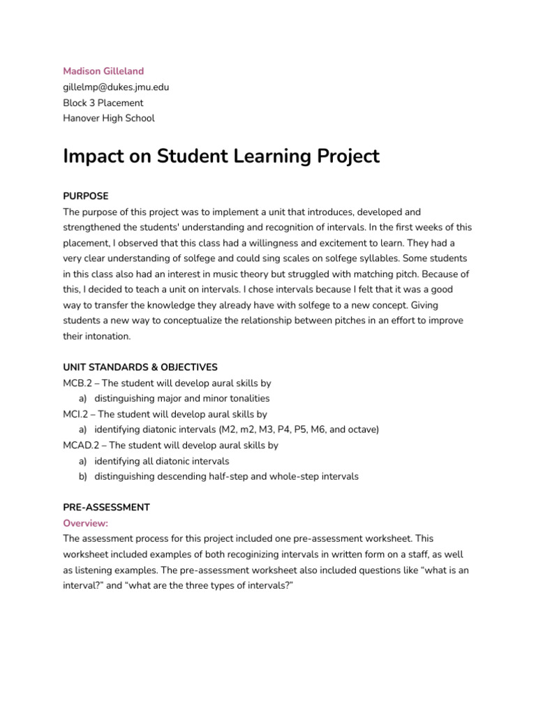 Impact On Student Learning | PDF | Interval (Music) | Learning
