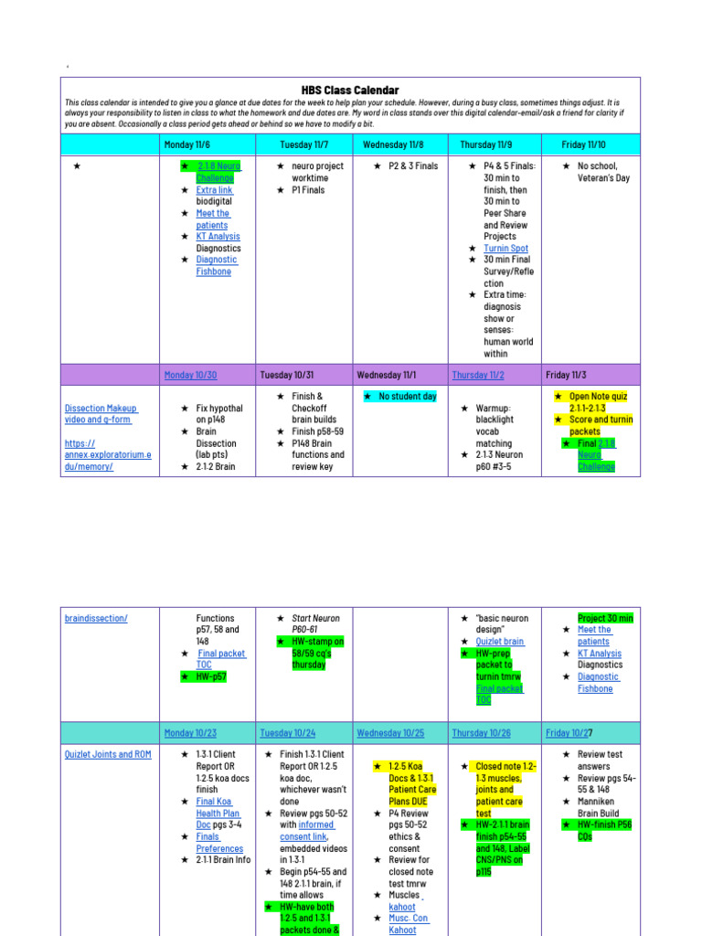 HBS1 2023 Calendar | PDF | Bone | Anatomy