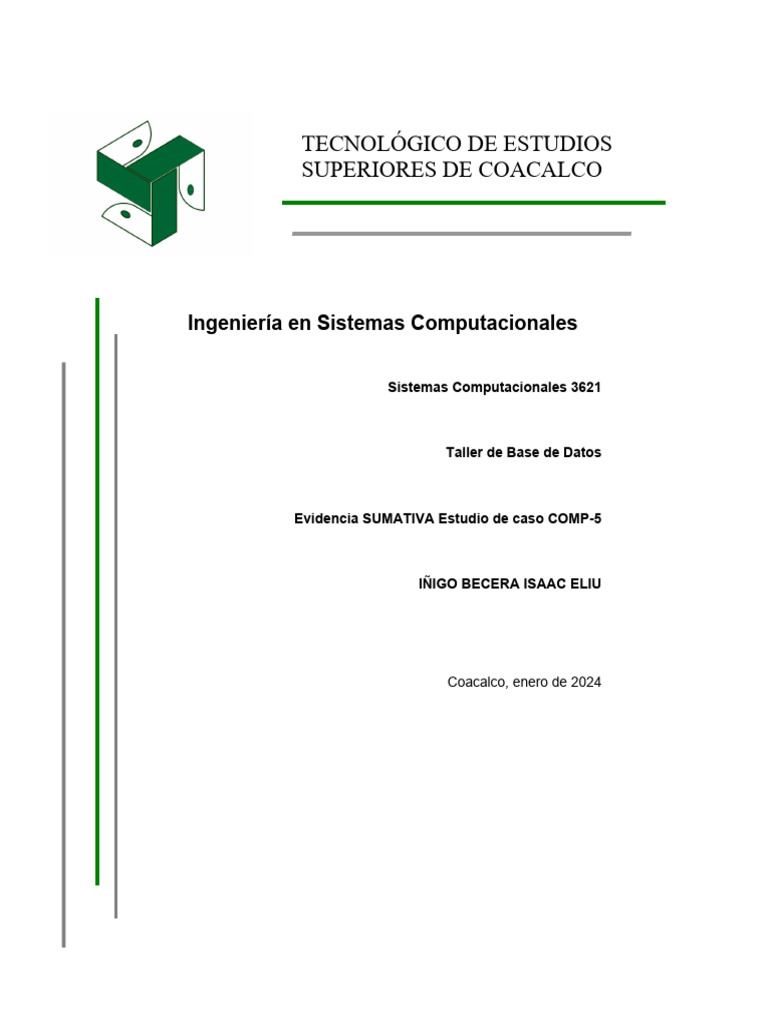 Evidencia SUMATIVA Reporte de Practica COMP-7 | PDF | Bases de datos | SQL