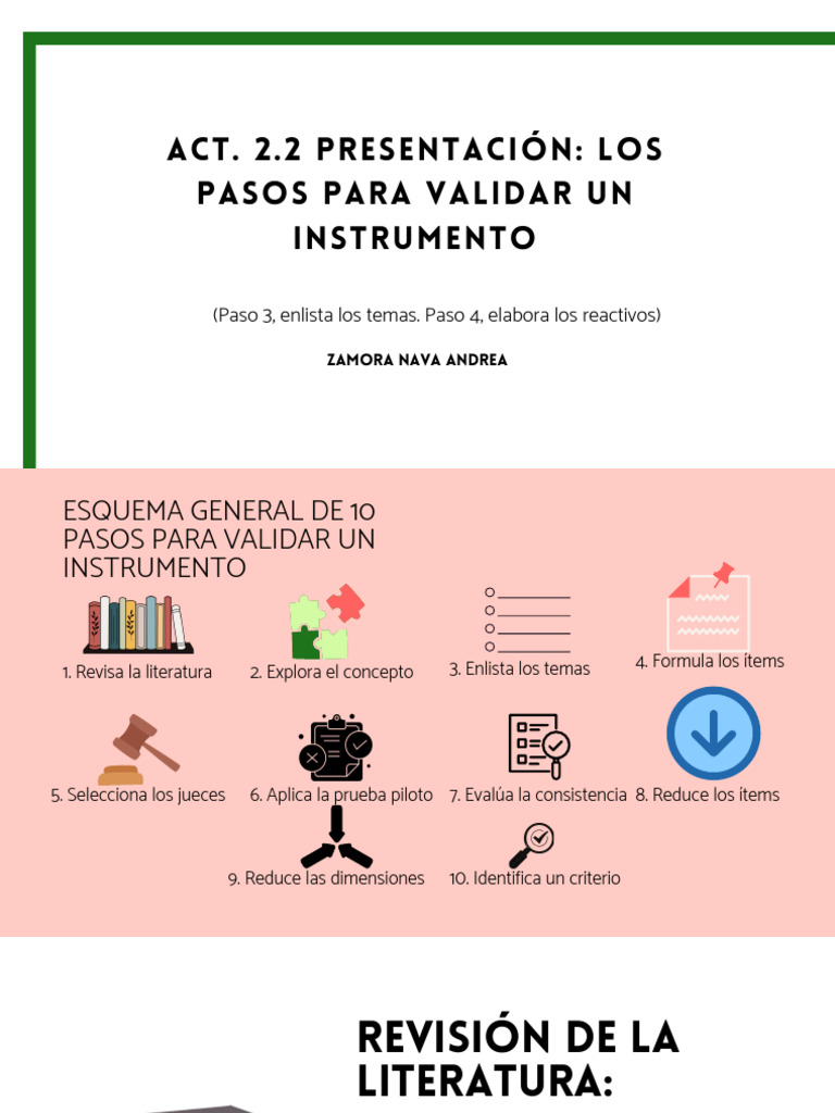 Act. 3.2 - Zamora - Andrea - Presentación Pasos 5 y 6 para Validar Un Instrumento | PDF ...