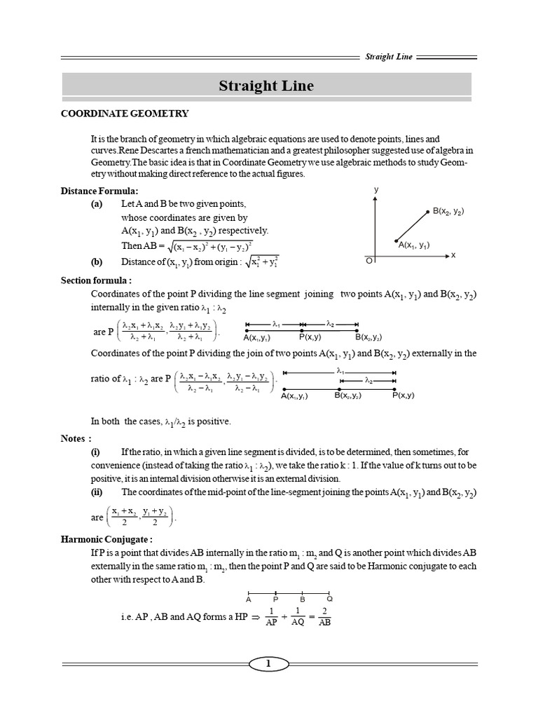 Straight Line Theory (1-27) - F24 | PDF | Geometry | Analytic Geometry
