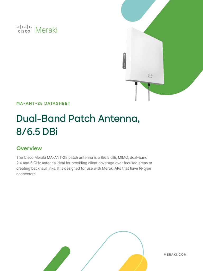 Meraki MA ANT 25 Datasheet | PDF | Antenna (Radio) | Electrical Engineering