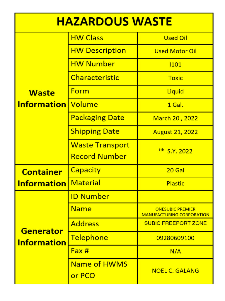 HAZARDOUS WASTE Labels 1 | PDF | Waste | Plastic