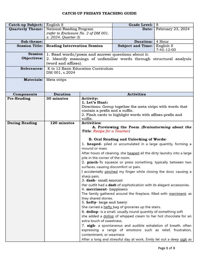 Teaching Guide Intervention Group Pdf