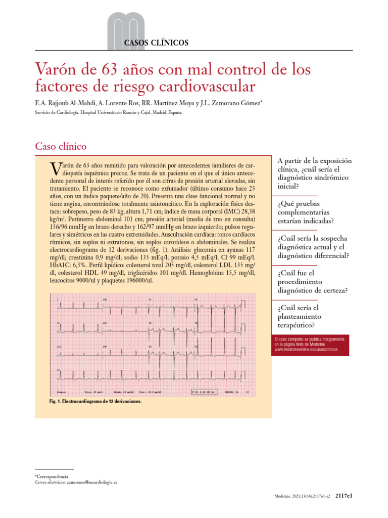 Varón de 63 Años Con Mal Control de Los Factores de Riesgo ...