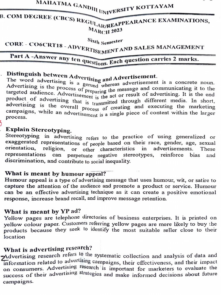 Advt SM Answerkey March 2023 | PDF