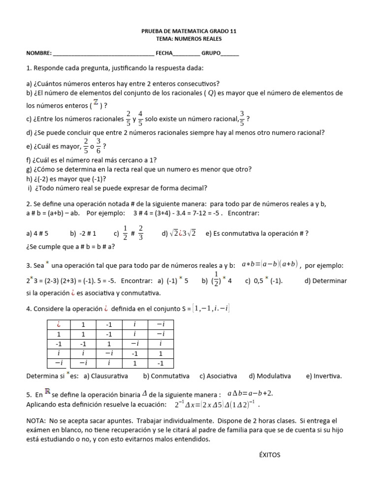 PRUEBA DE MATEMATICA GRADO 11 | PDF