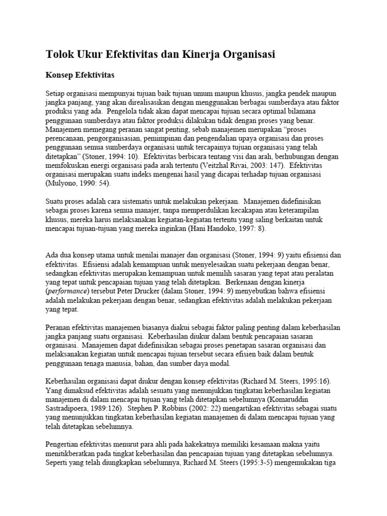 Tolok Ukur Efektivitas Dan Kinerja Organisasi | PDF | Karier & Perkembangan | Bisnis