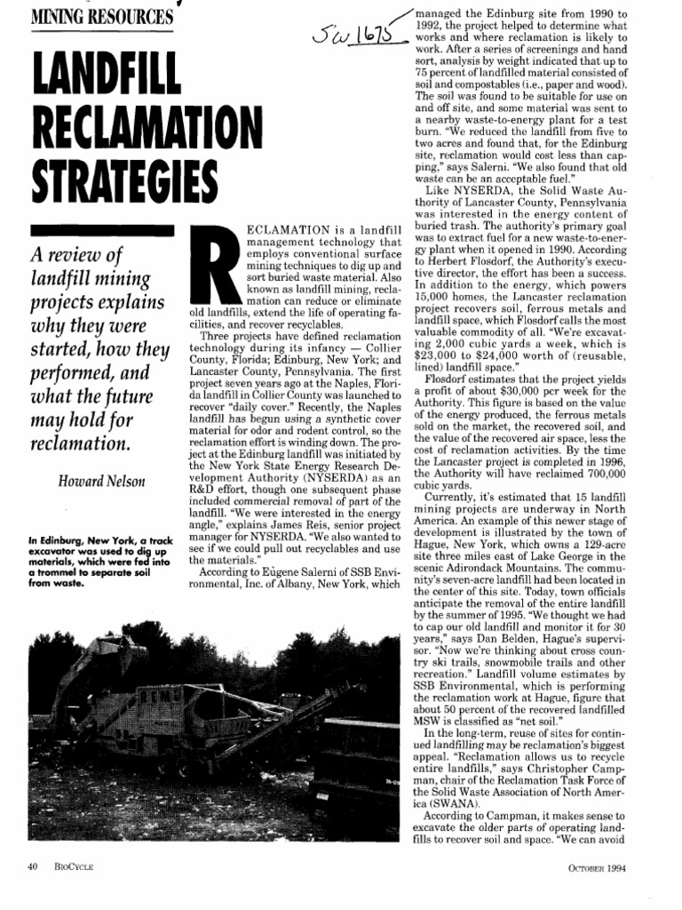 Landfill Reclamation Strategies: Resources | Download Free PDF | Waste ...