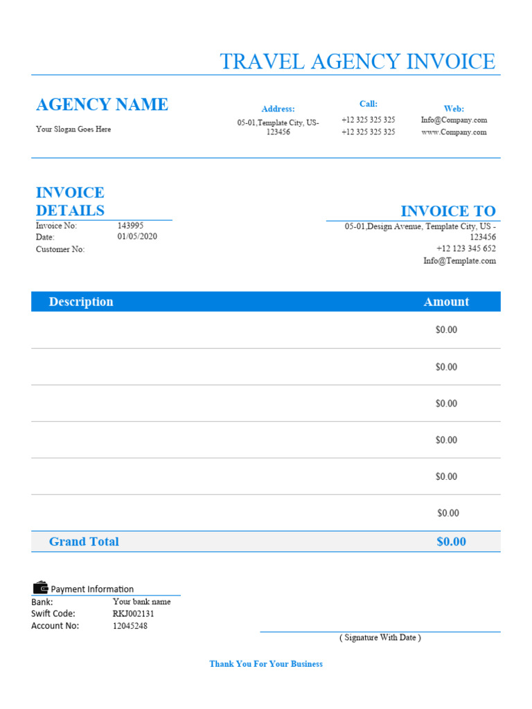 Travel Agency Invoice | PDF