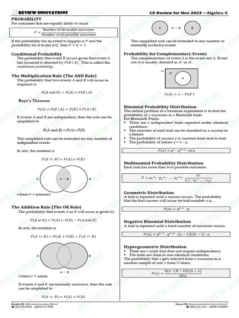 Algebra Set 6 | Download Free PDF | Probability Distribution | Probability