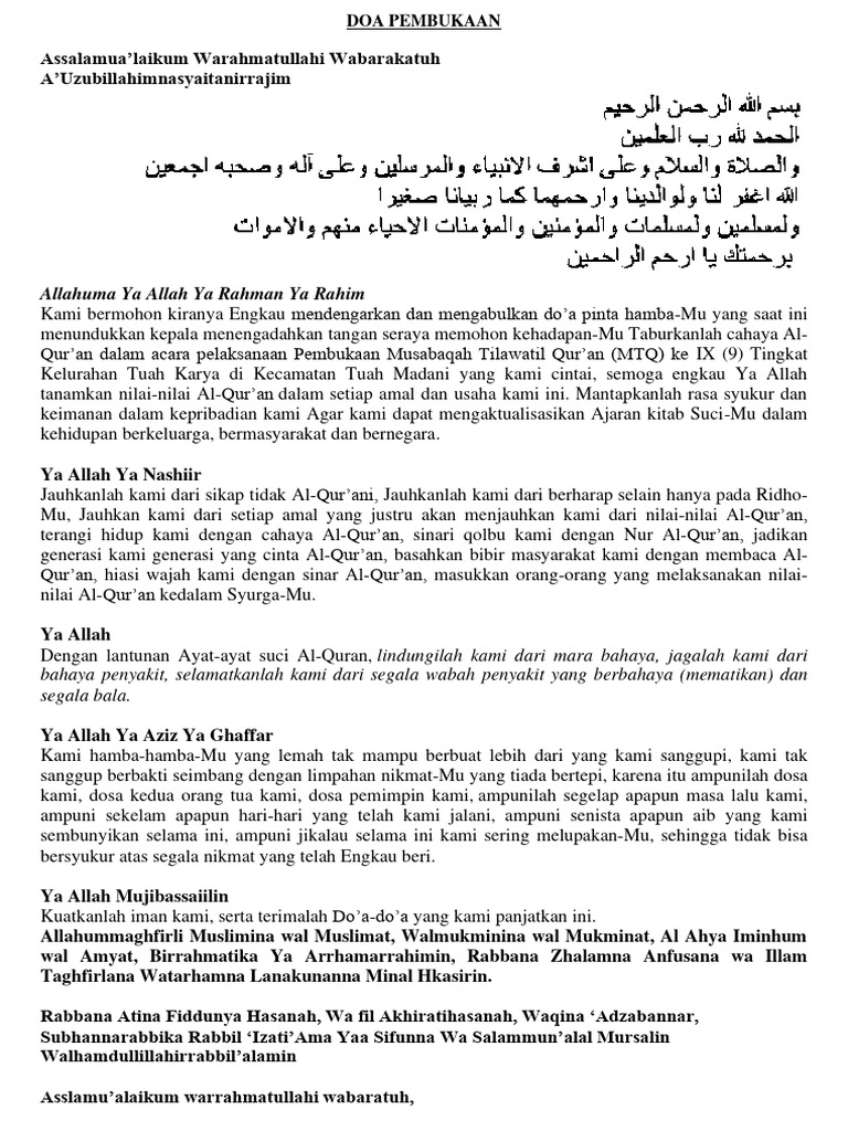 Doa Pembukaan | PDF