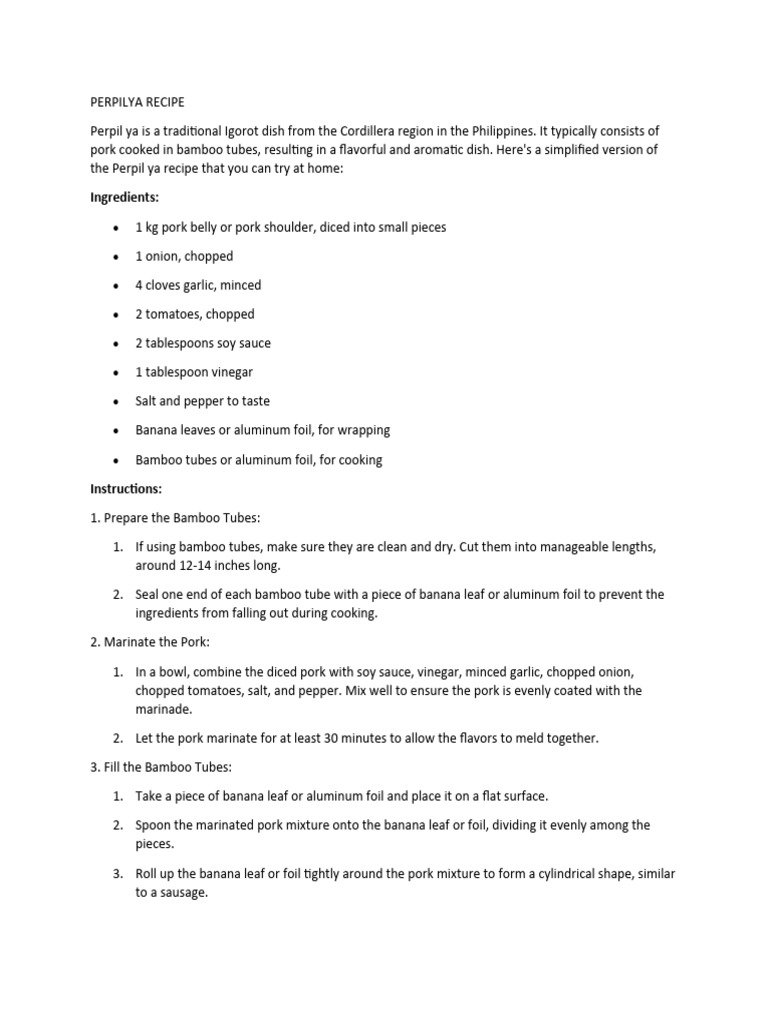 Perpilya Recipe | PDF | Sausage | Cuisine