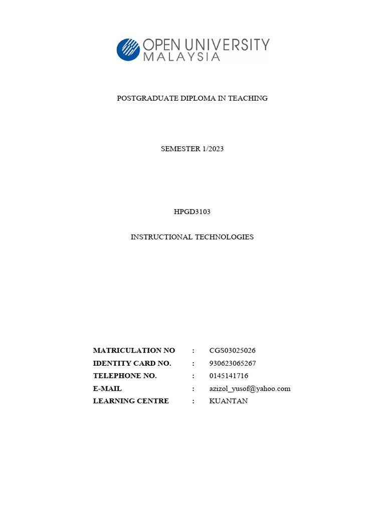 ASSIGNMENT Instructional Technologies | PDF