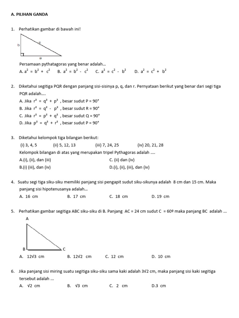 Soal Lat PAT Kelas VIII - MTK | PDF