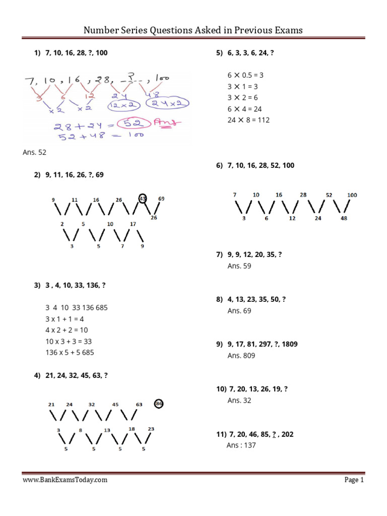 Number Series Solved Part 2 | PDF