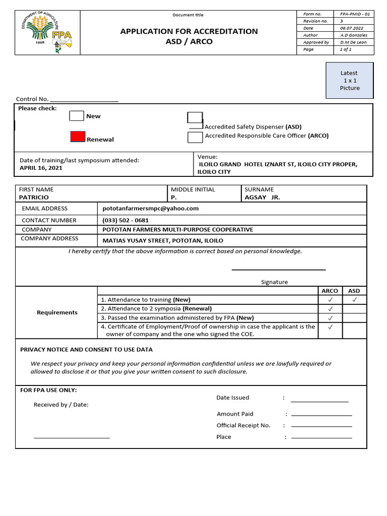 FPA Accreditation Application Form | PDF