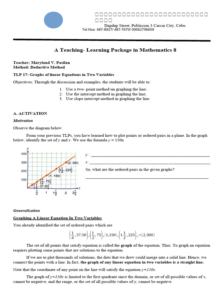 Math Graphing Guide for Students | PDF | Equations | Line (Geometry)