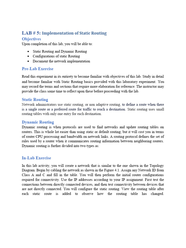 Static Routing Pdf Routing Router Computing