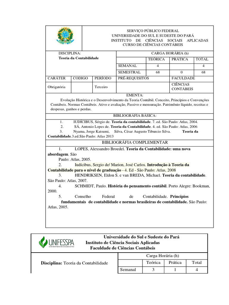 Ementa Teoria Da Contabilidade | PDF | Contabilidade | Business