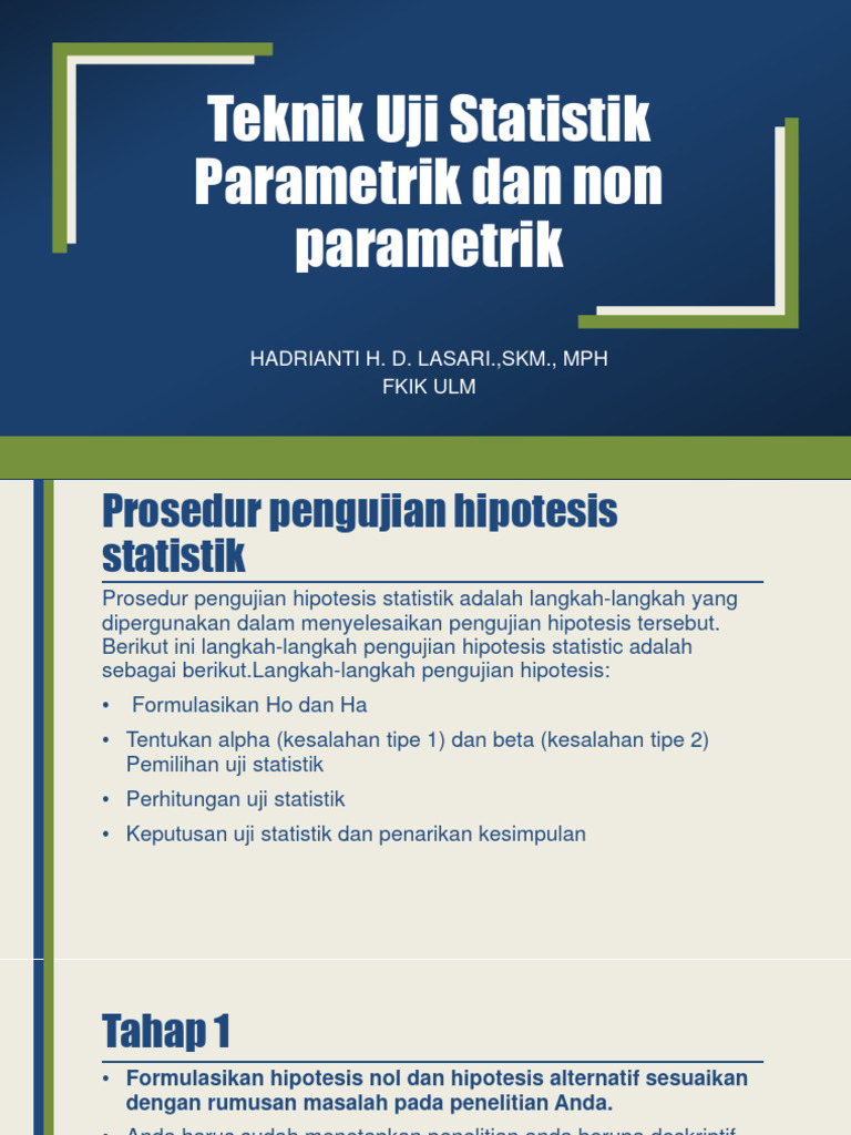Teknik Uji Statistik Parametrik Dan Non Parametrik-Hipotesis | PDF