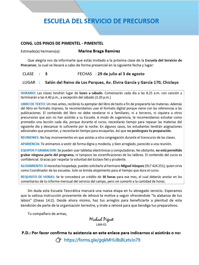 Invitaciones ESP Los Pinos de Pimentel Clase 3 | PDF