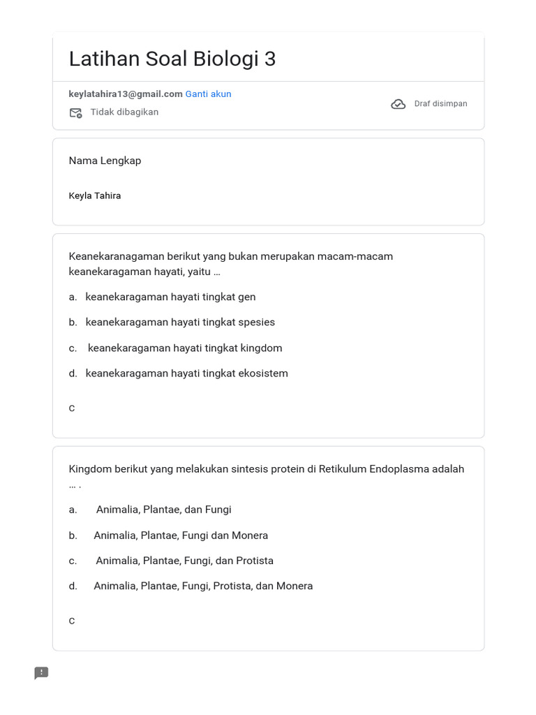 Latihan Soal Biologi 3 | PDF