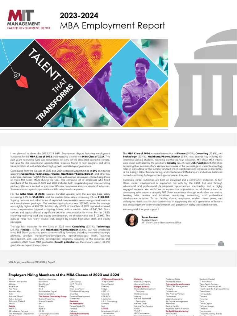 MBA Employment Report 2023 2024 - 2 | PDF | Master Of Business ...