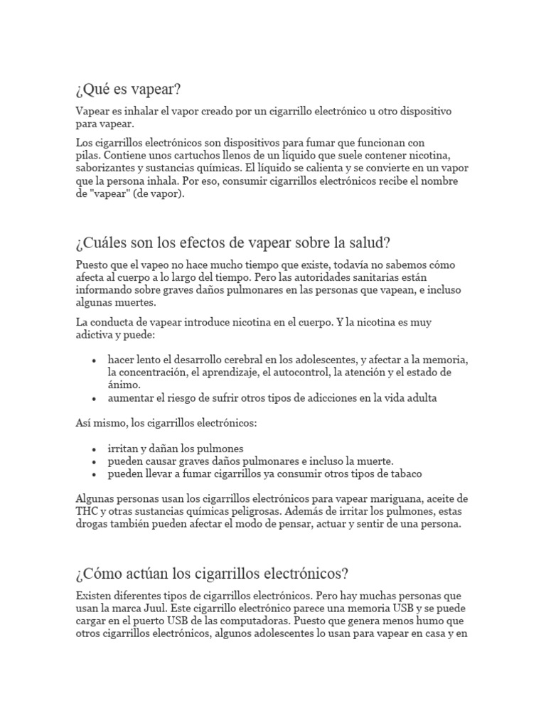 ¿Qué Es Vapear? | PDF | Cigarrillo electrónico | Cigarrillo