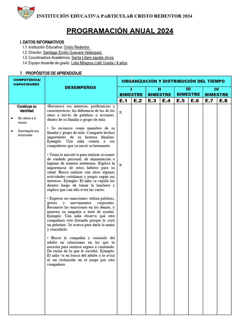 Plan Anual 4 Años | PDF | Aprendizaje | Información