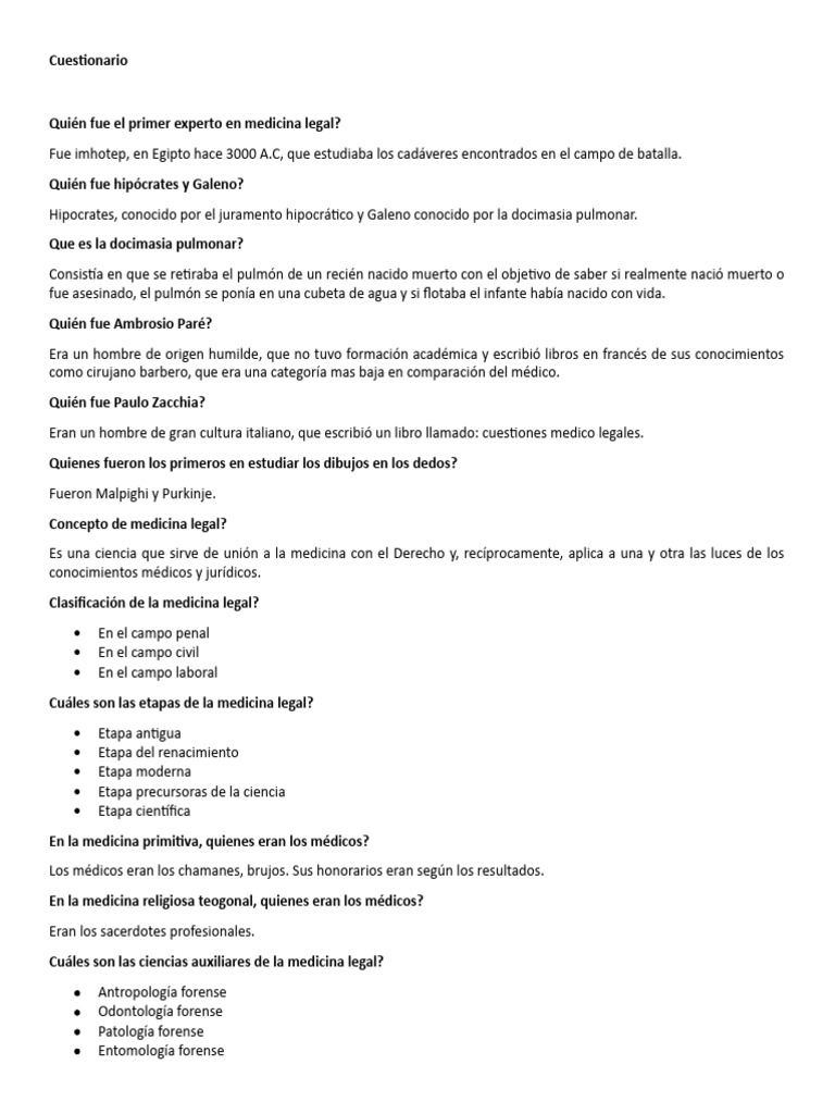 Cuest - Medicina Legal | PDF | Bioética | Medicina
