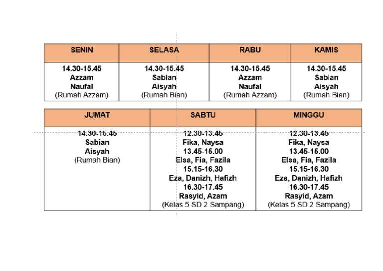 Jadwal Les Maret | PDF