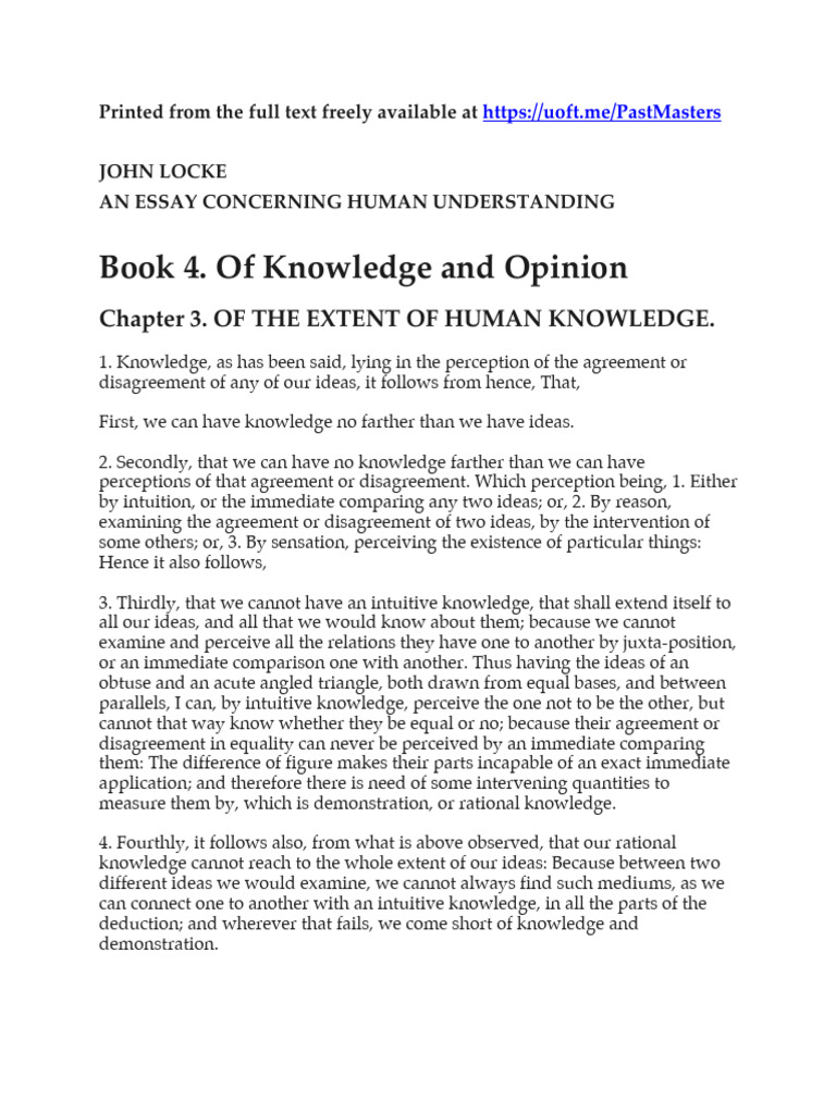 Locke on the Limits of Human Knowledge | PDF | Philosophy | Science ...