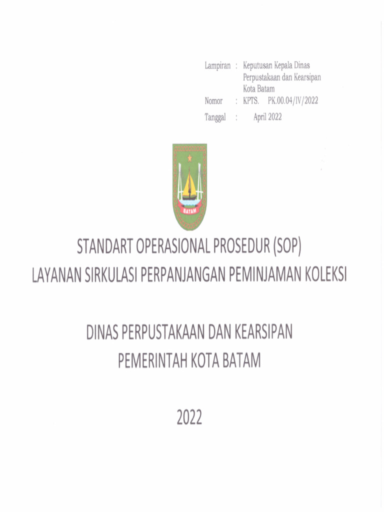 SOP LAYANAN SIRKULASI PERPANJANGAN PEMINJAMAN KOLEKSI | PDF