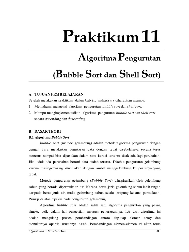 11 Pengurutan Bubble Dan Shell | PDF | Metode & Bahan Ajar | Komputer