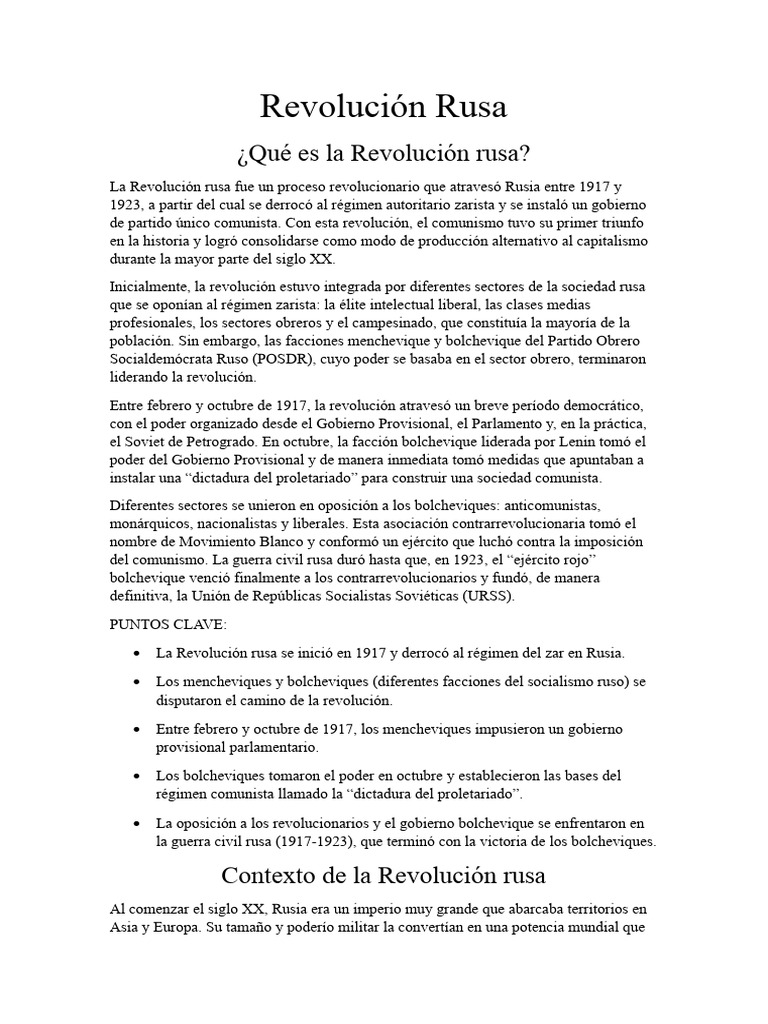 Revolución Rusa | PDF | Bolcheviques | revolución rusa
