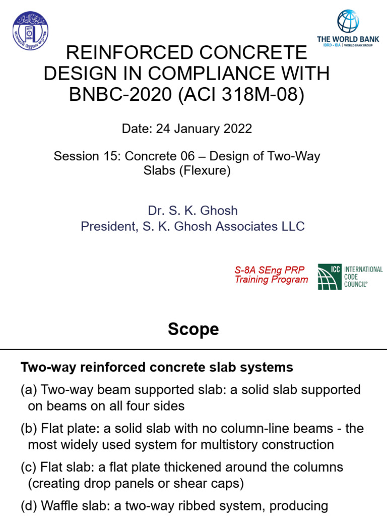 Two-Way Slab Design by Dr. S.K. Ghosh | PDF | Beam (Structure) | Bending