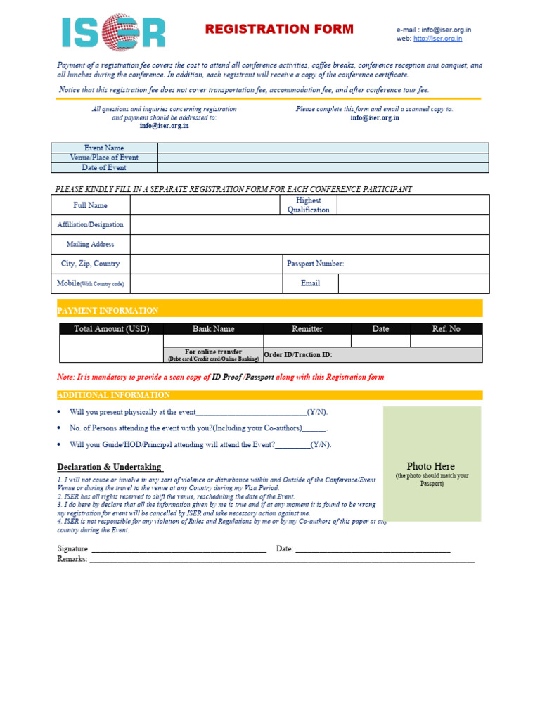 ISER Listener Registration Form Abroad | PDF | Finance & Money Management | Law