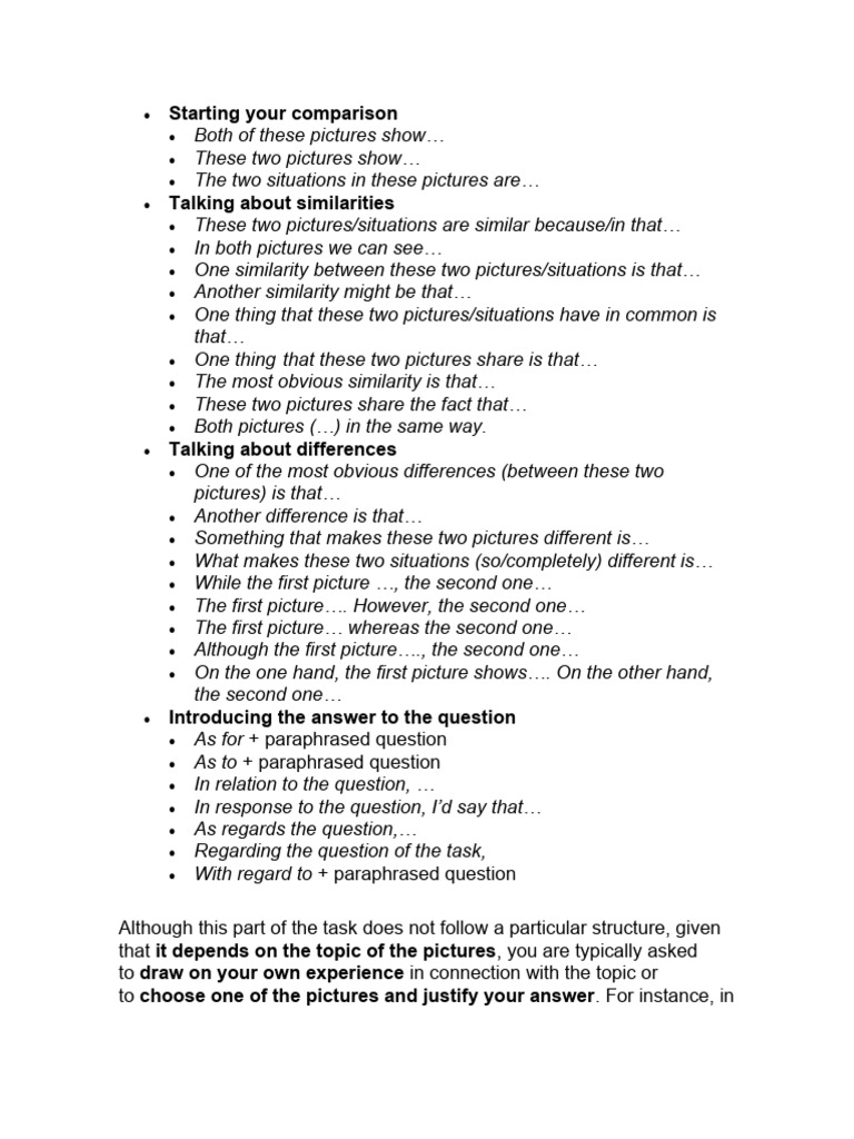 Picture Description - PHRASES | PDF