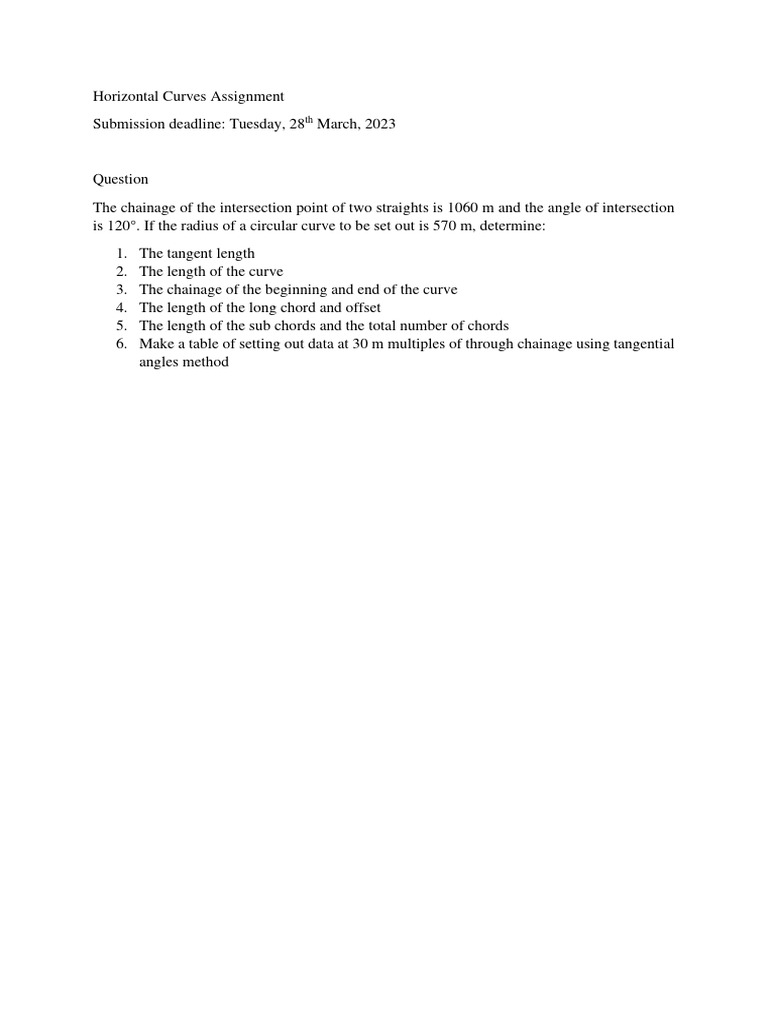 Horizontal Curve Calculations Guide | PDF | Science & Mathematics ...