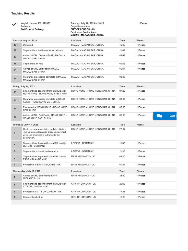 Tracking, Delivery Status For DHL Express Shipments - MyDHL+ 1 | PDF ...