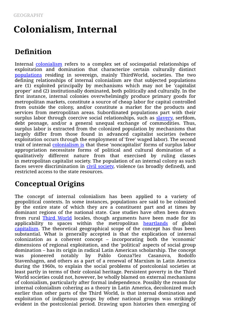 Colonialism, Internal | PDF | Capitalism | Colonialism
