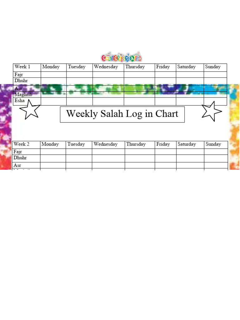 My Weekly Salah Login Chart | PDF