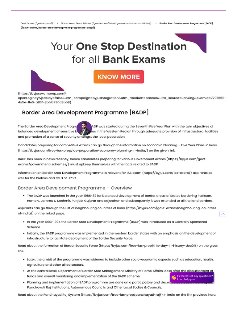 Border Area Development Programme (BADP) - Ministry of Home Affai | PDF ...