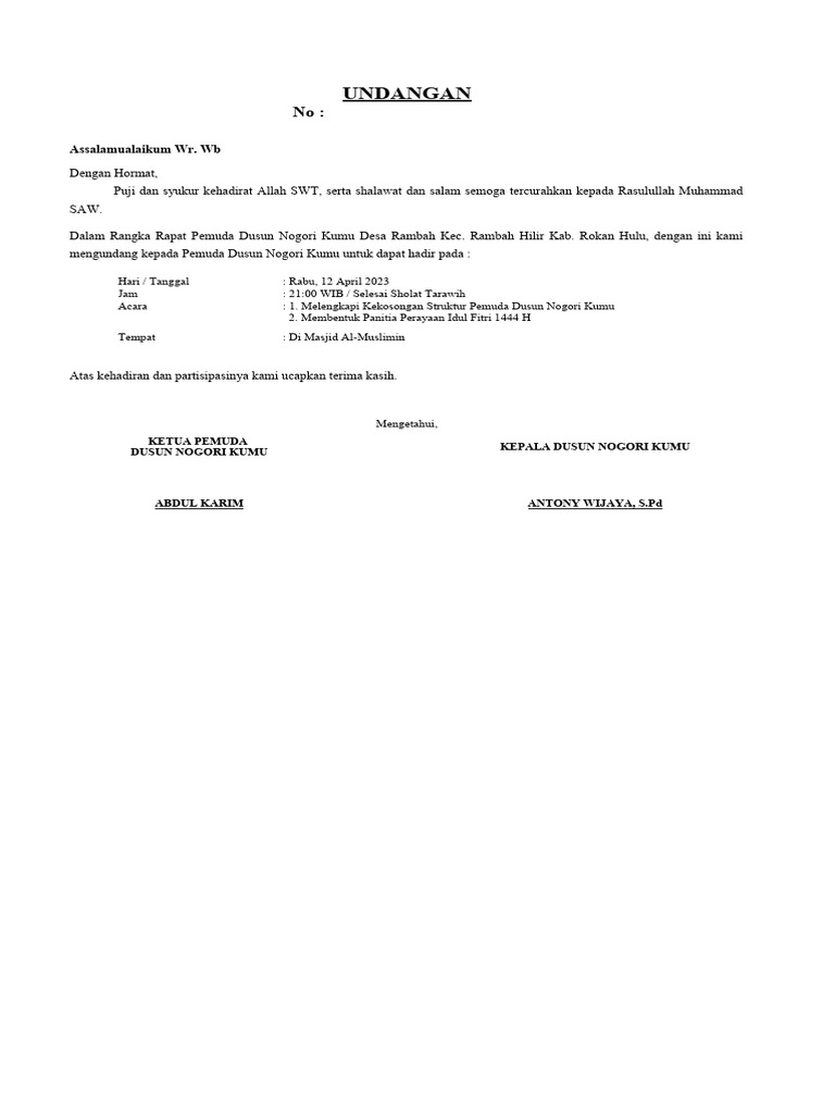 Contoh UNDANGAN PEMUDA | PDF | Agama & Spiritualitas