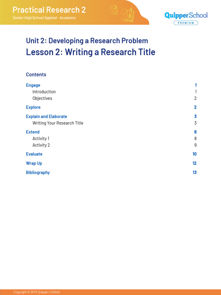 FINAL SG - PR2 11 - 12 - UNIT 2 - LESSON 2 - Writing A Research Title 1 ...