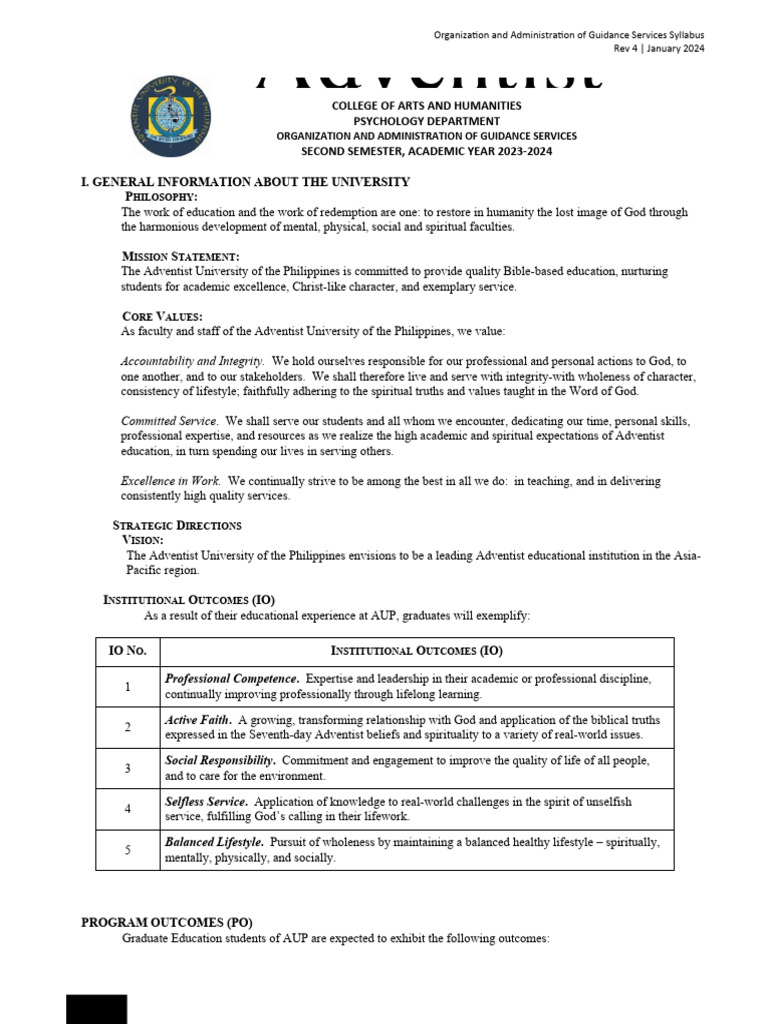 Organization And Administration Syllabus Pdf